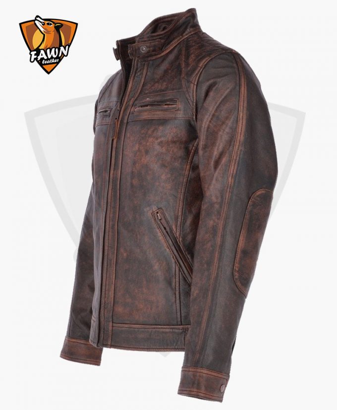 Rust Real Quality Men’s Leather Biker Jacket | Fawn Leathers