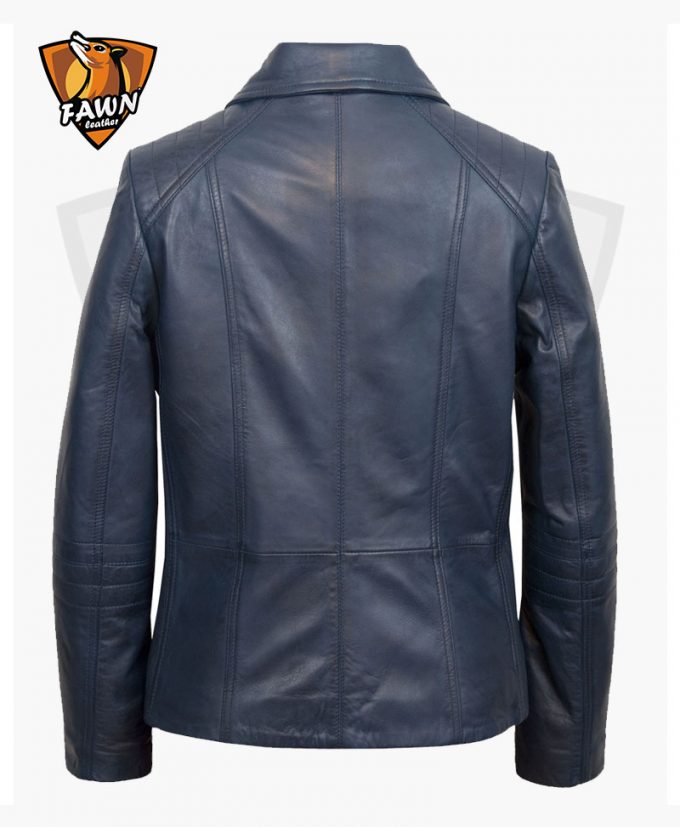 Women’s Blue Real Quality Leather Flight Jacket | Leather Jacket